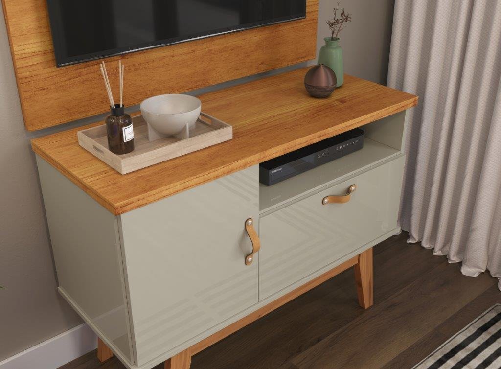 Rack + Painel Si 90cm Estilo Retrô para Tv até 32'' Polegadas Cor ...