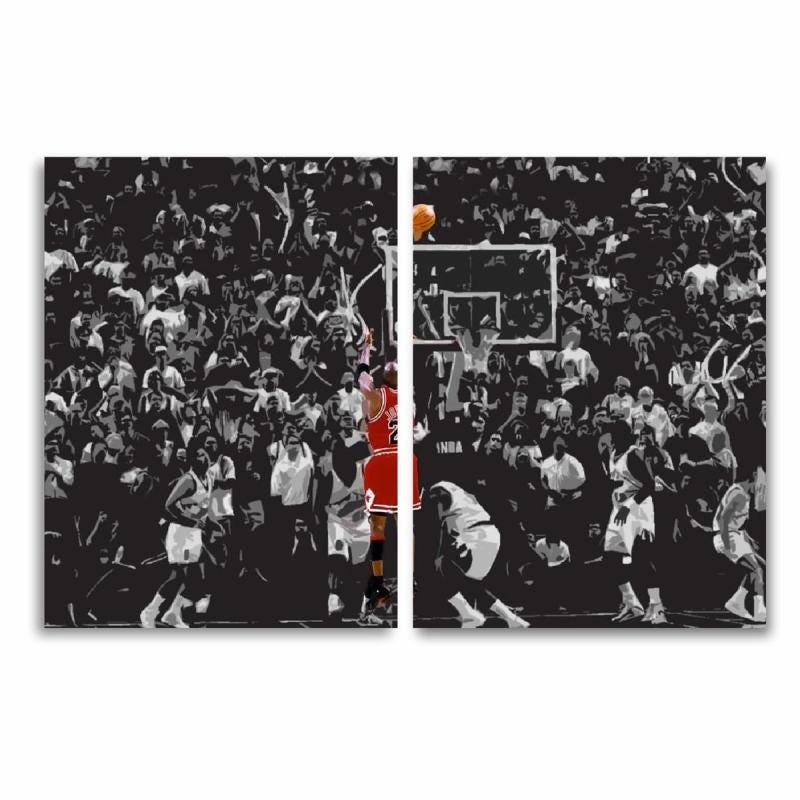 Quadro Michael Jordan Preto e Branco decorativo em Tecido | MadeiraMadeira