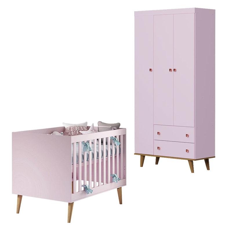 Guarda Roupa Fernanda 3 Portas e Berço Ludmila Rosa Bétula – Carolina ...