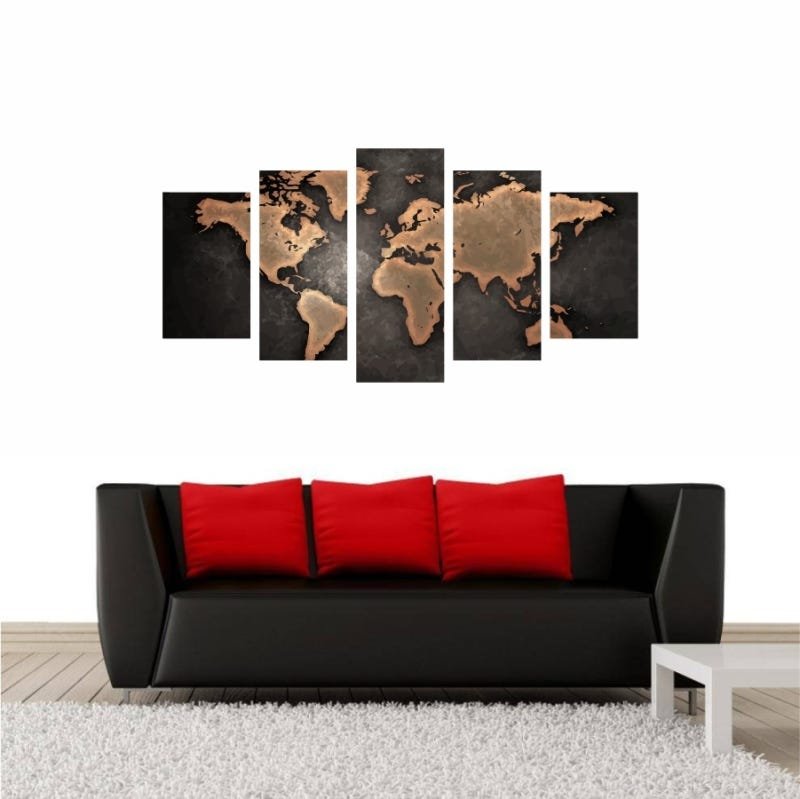 Quadro Impresso Mapa Do Mundo Moderno Para Pendurar | MadeiraMadeira