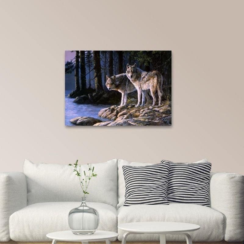 Quadro Lobos na Natureza Paisagem decorativo | MadeiraMadeira