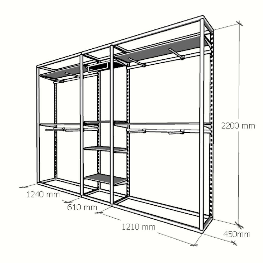 Arara closet, estilo industrial, guarda roupas aberto com 37 peças ...