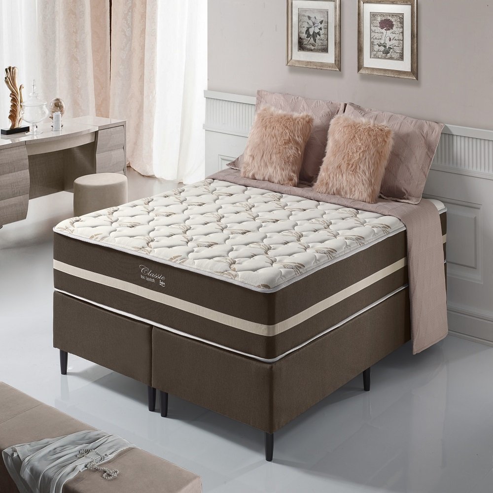 Conjunto Cama Box Queen Size 158x198cm Molas Ensacadas Zidi Marrom ...