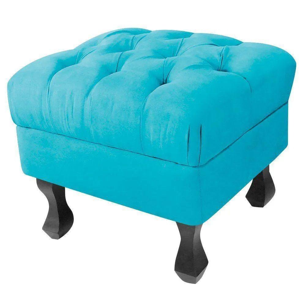 Puff Decorativo Retrô Luis Xv Quadrado Em Capitonê Suede Cor:turquesa ...