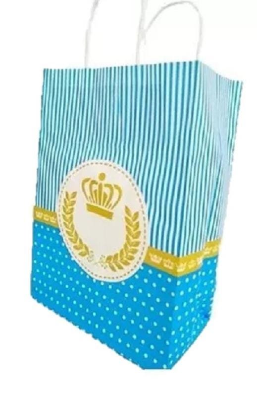 Sacola de Papel Personalizada Realeza Coroa Azul-90 Unidades ...