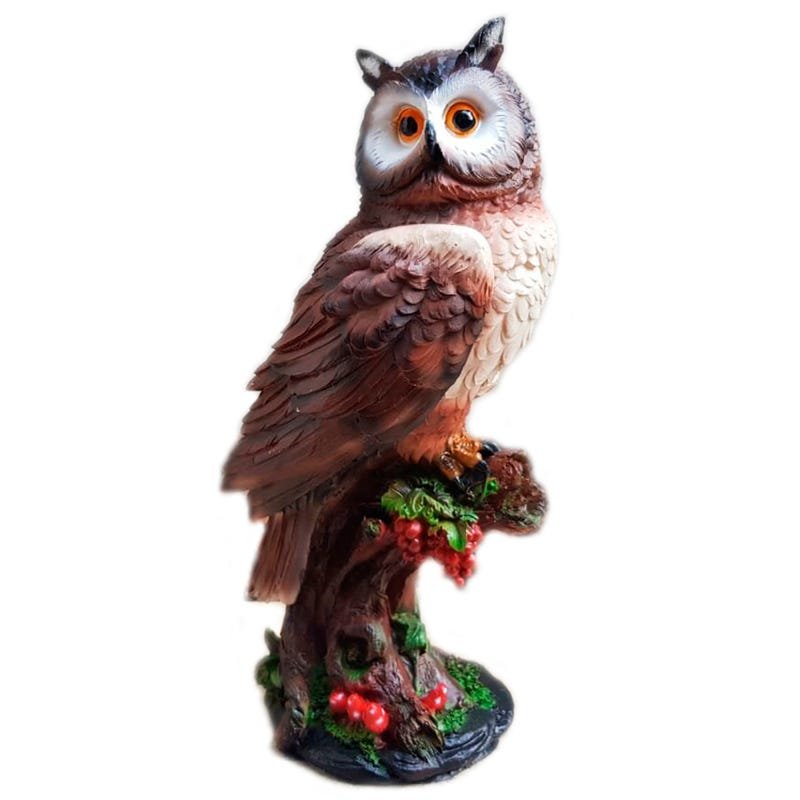 Coruja No Tronco Símbolo Sabedoria Sorte Estátua Decoração | MadeiraMadeira