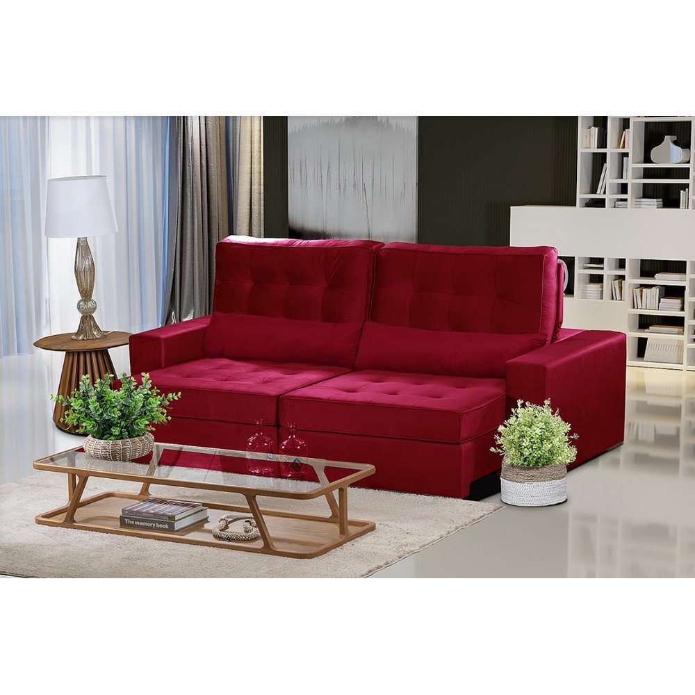 Sofá Curitiba Modular 3 Lugares 2.30 MT Retrátil Reclinável Veludo Sofatec | MadeiraMadeira