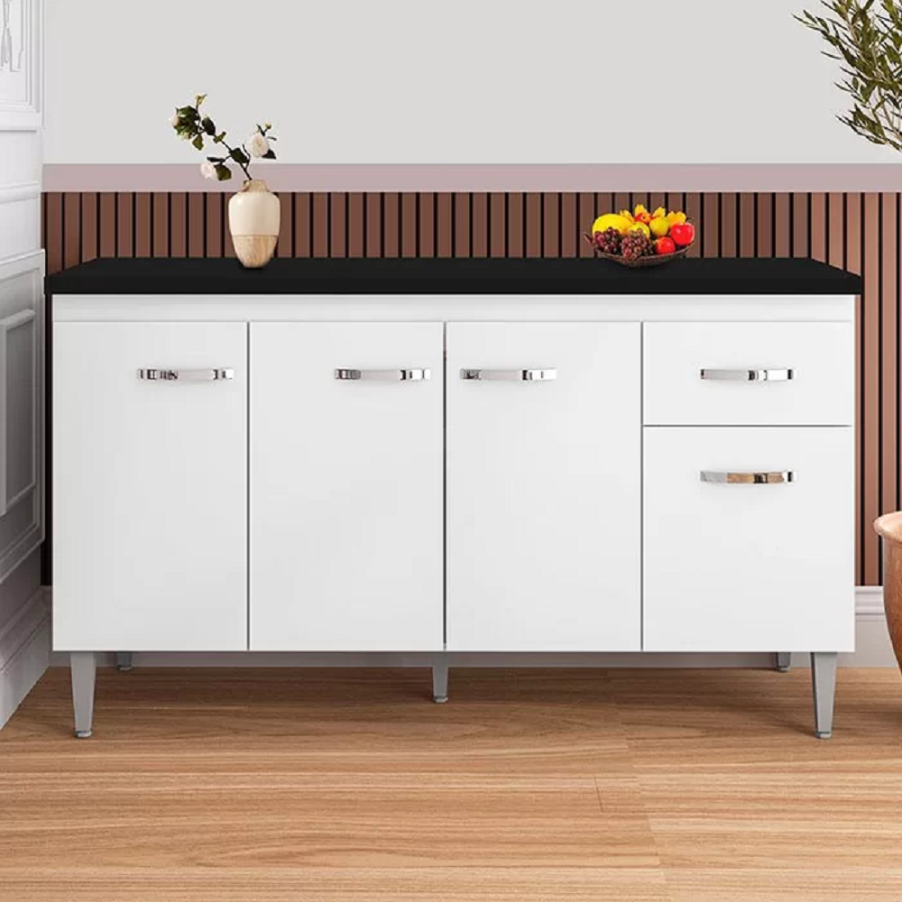 Balcão Gabinete para Pia Gabriela 150mt 4 Portas 1 Gaveta com Tampo ...