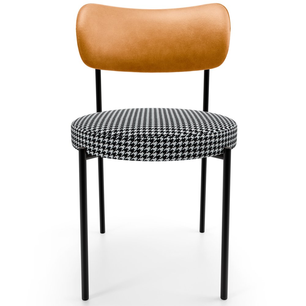 Kit 06 Cadeiras Estofadas para Sala de Jantar Louise L02 Couríssimo Whisky Pied Poule - Lyam ...