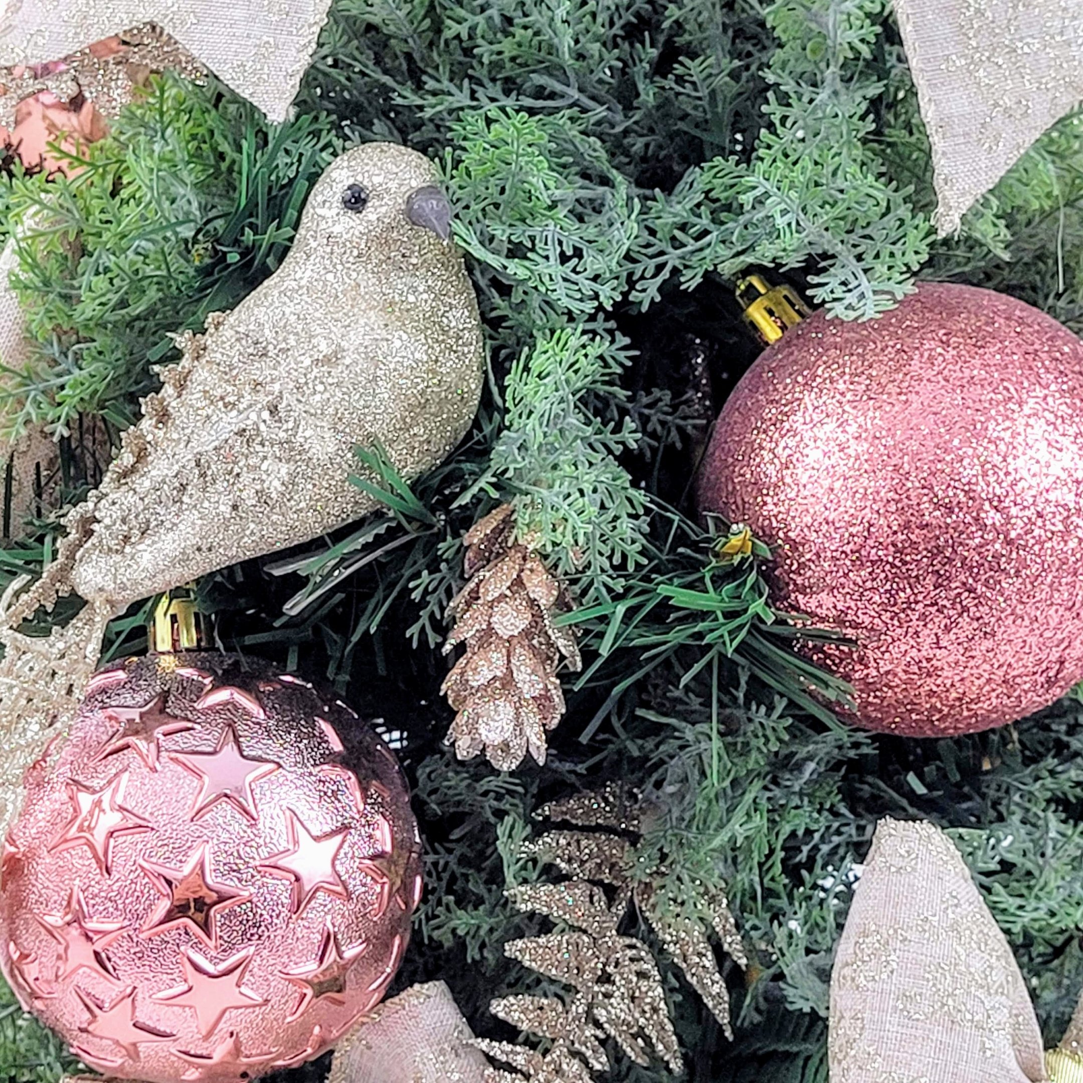 Árvore De Natal Rosa E Champanhe 79x37cm Decor Exclusivo | MadeiraMadeira