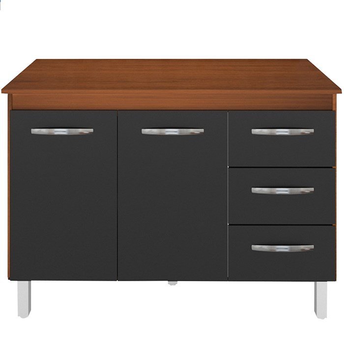 Balcao 1101 Com Tampo 3001 120cm Savana Preto Mobbs | MadeiraMadeira