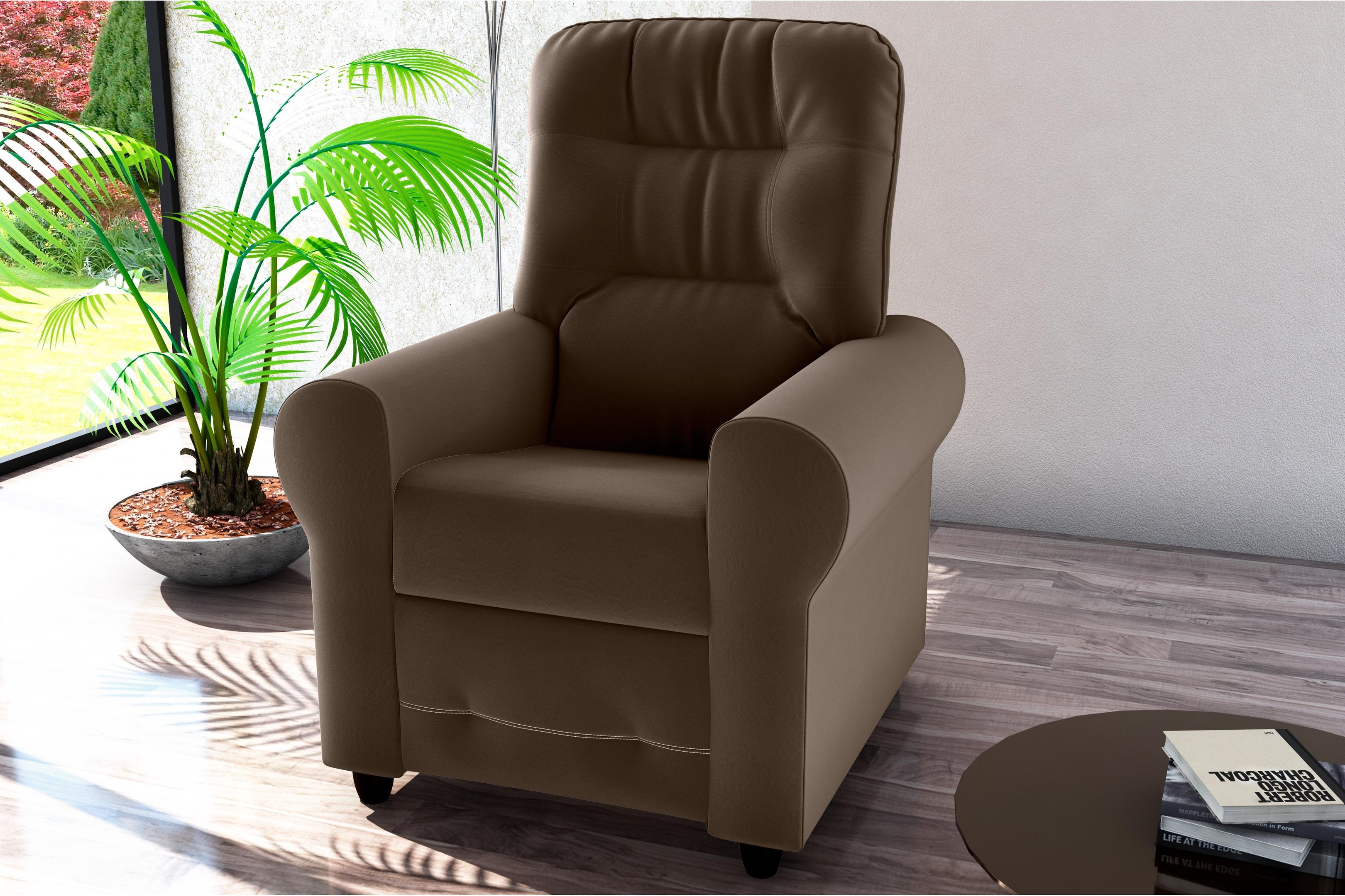 Poltrona Reclinável Mx24 Clio Veludo Marrom E426 - Matrix | MadeiraMadeira