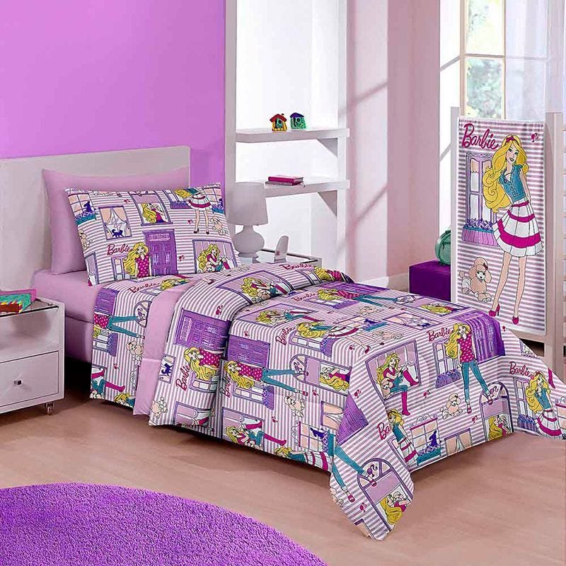 Jogo de Cama Barbie Town Solteiro Santista | MadeiraMadeira