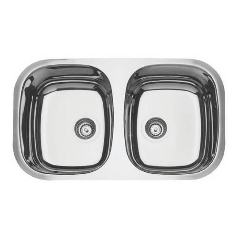 Cuba Inox Dupla 44,6 X 76,8cm com Válvula de 3 1/2 Acabamento Alto ...