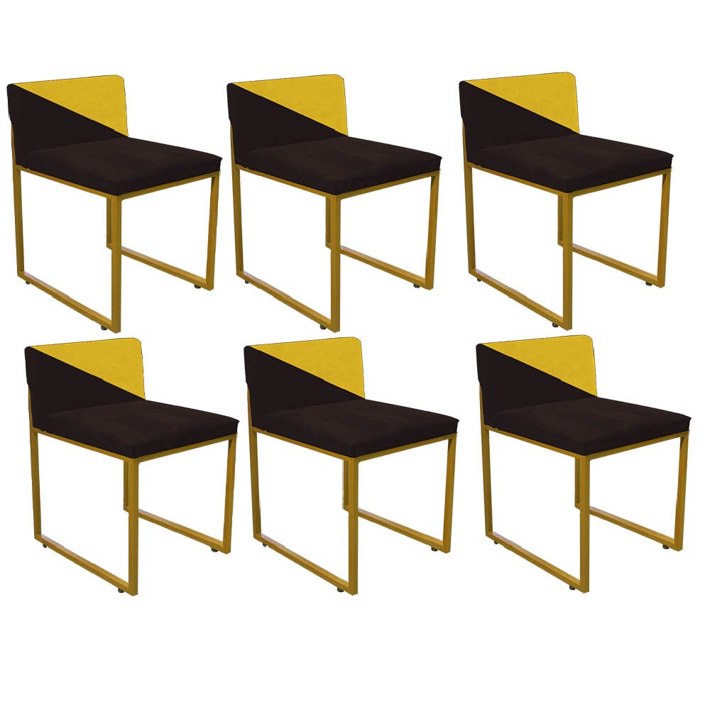 Kit 06 Cadeira Office Lee Duo Sala de Jantar Industrial Ferro Dourado ...