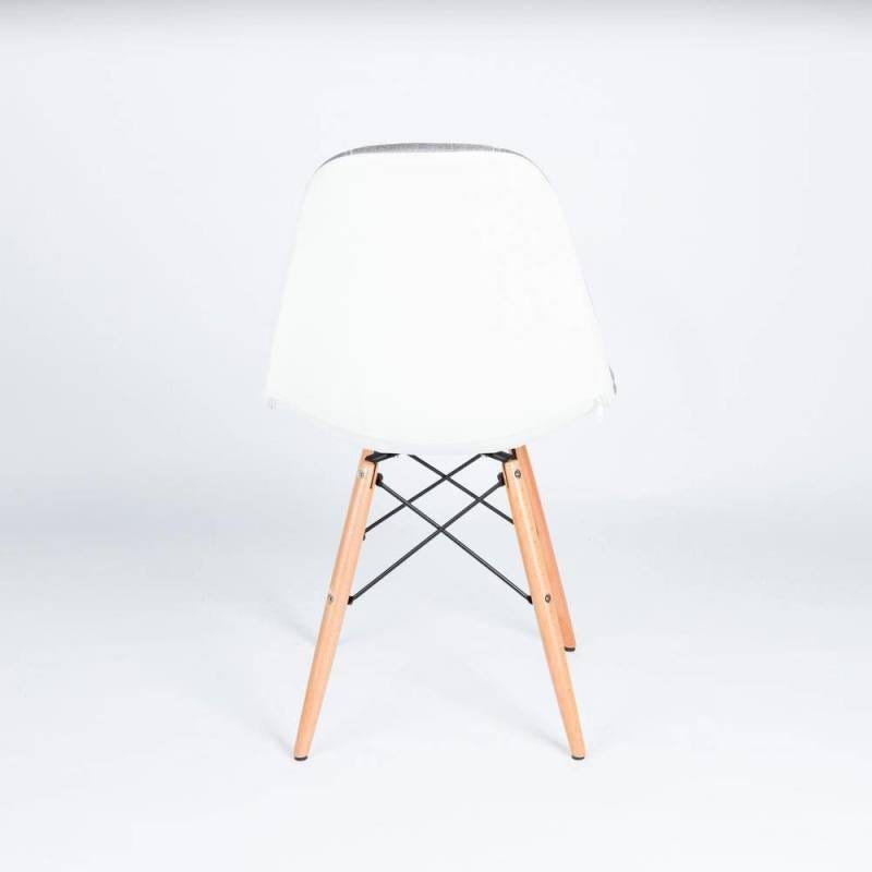 Cadeira Eames Eiffel Botonê - Base de Madeira-Branca | MadeiraMadeira