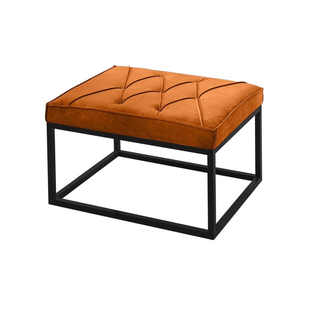 Puff Decorativo Omega Luxo Base de Ferro Preto Veludo Terra Cota ...