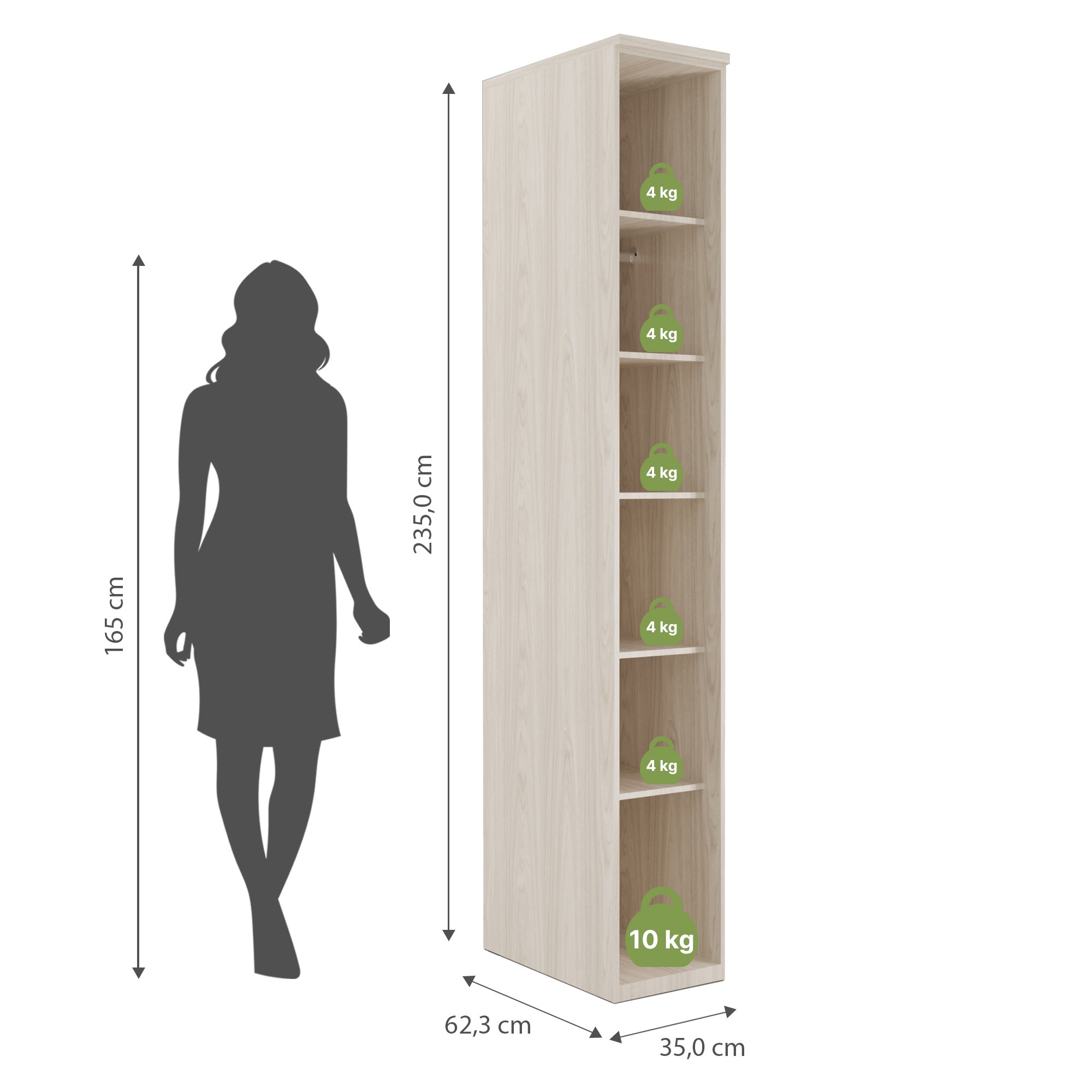 Guarda Roupa Modulado 100% Mdf Closet com 5 Prateleiras 35cm Vanilla ...