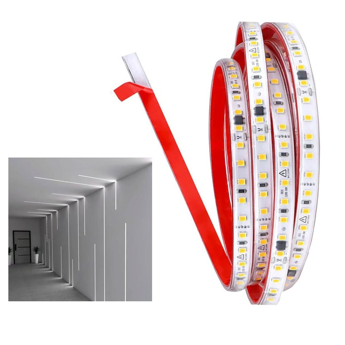 Fita Led Smd 6500k 3 Metros 127v Fita Dupla Face Plug Conector Perfil ...