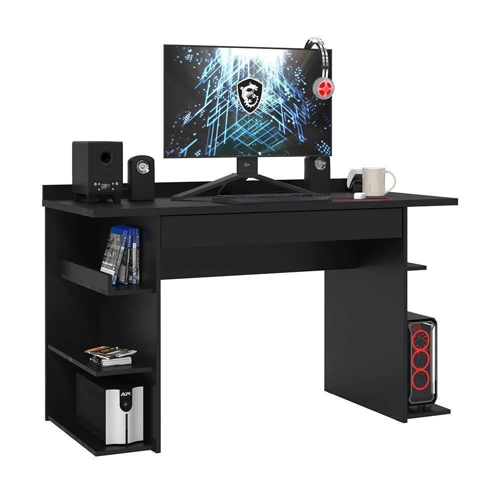 Mesa Gamer Nitros Suporte Cpu Gaveta Ampla Prateleiras Preto ...