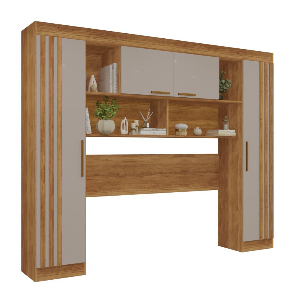 Painel Modulado Apolo 13 Prateleiras Salleto Cinamomo/off White ...