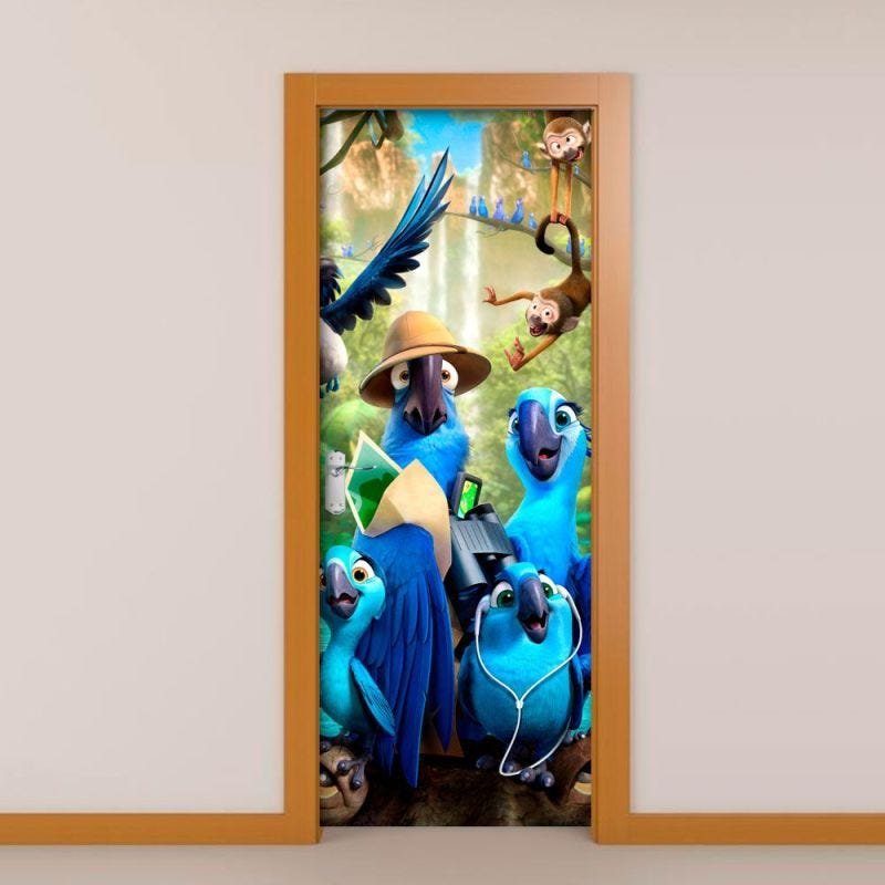 Adesivo de Porta Filme Rio Papagaio Azul - M 80x210 cm | MadeiraMadeira
