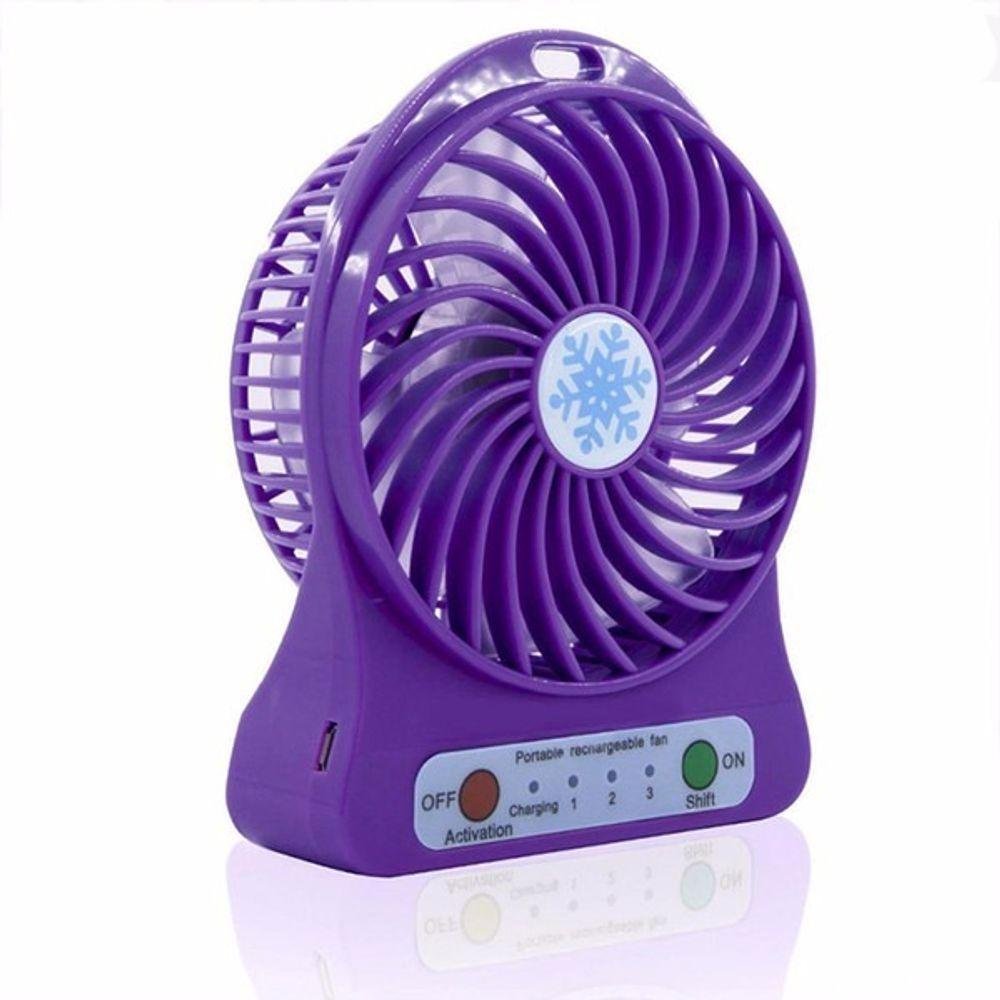 Mini Ventilador Portátil Mesa Usb com 3 Velocidades Potente Roxo ...