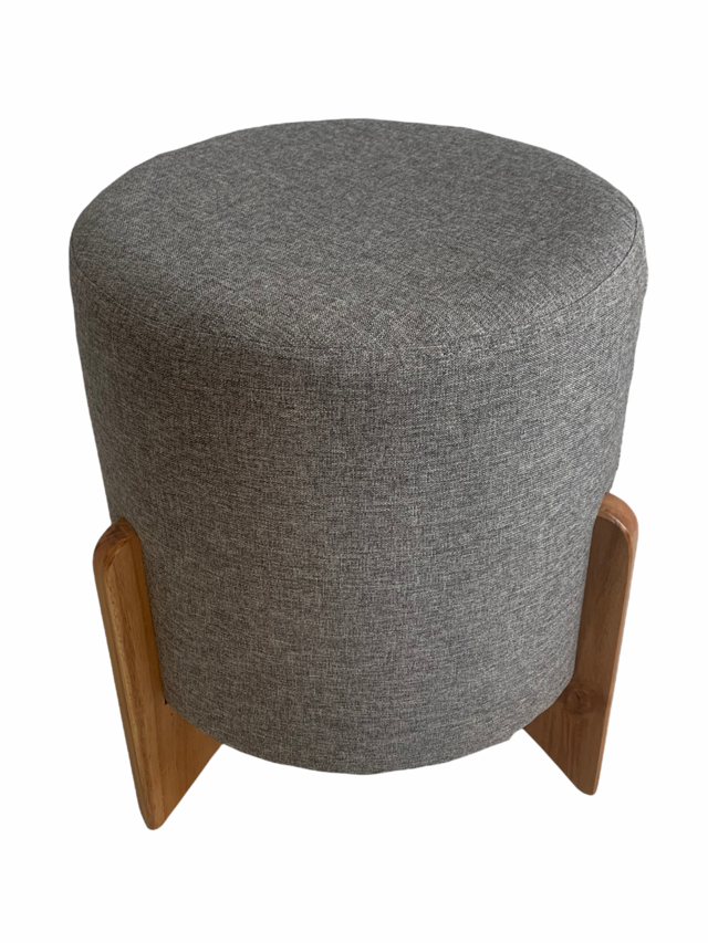 Puffs Redondo Bob Linho Cinza | MadeiraMadeira