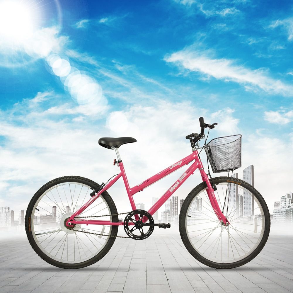 Bicicleta Rosy Free Aro 26 Freios V-Break Quadro Aço - Mega Bike - Rosa ...