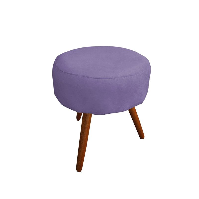 Puff Mali Pé Palito Suede Roxo Lavanda Takeda Estofados | MadeiraMadeira