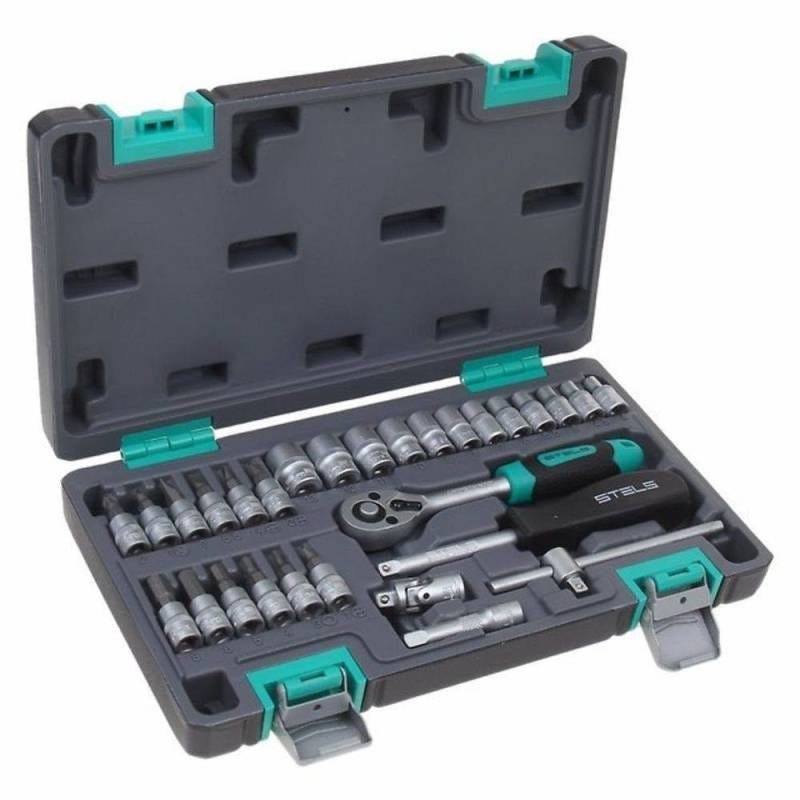 Kit Chave Catraca Soquetes 1/4 4 a 13mm Cr-V 29 Peças 14100 Stels ...