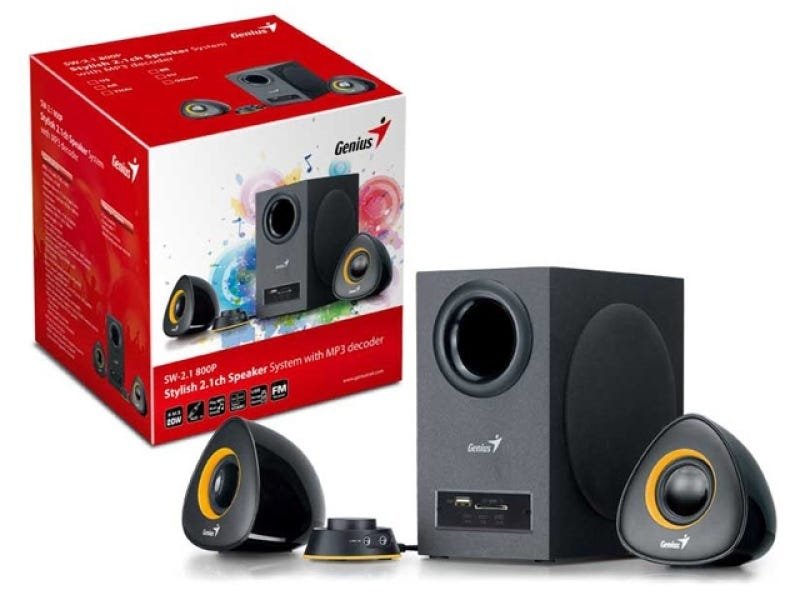 Subwoofer Genius 2.1 Sw-2.1 800P 20W Rms com Entrada USB/Sd, Fm e Mp3 ...