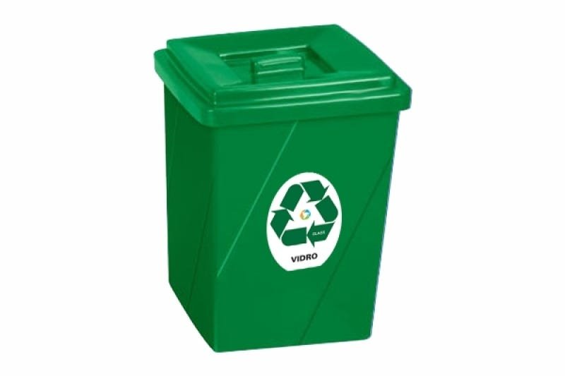 Lixeira Tampa Sobreposta Seletiva 52 Litros Retangular para Vidro - Só ...