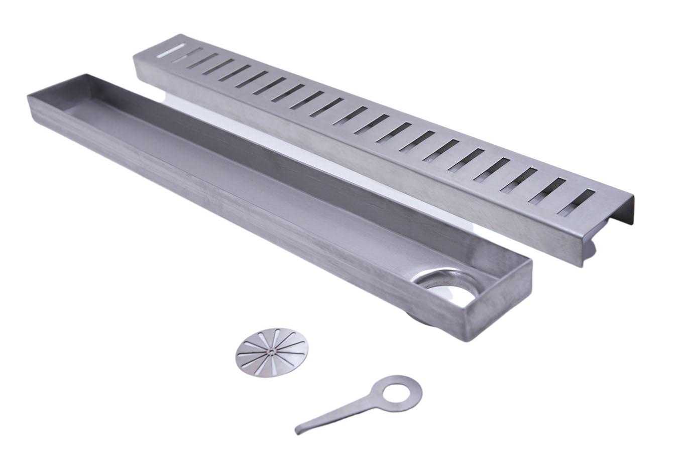 Ralo Linear Perfurada 50 Cm X 6 Cm Inox 304 Saída Lateral | MadeiraMadeira