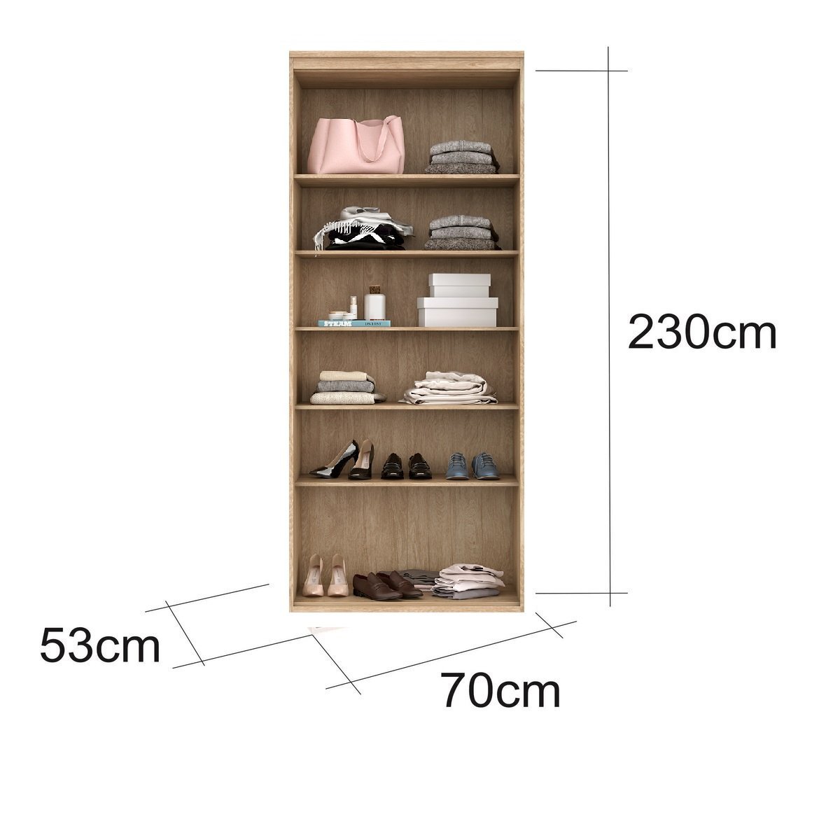 Closet Modulado Sem Portas com Prateleiras 70 cm MDF Lotus Belmax ...