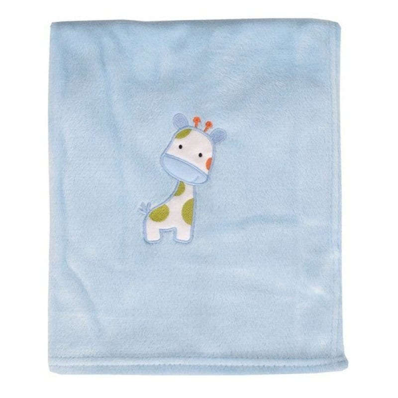 Manta Bebê Corttex Le Petit Flannel Bordada Girafa Azul | MadeiraMadeira