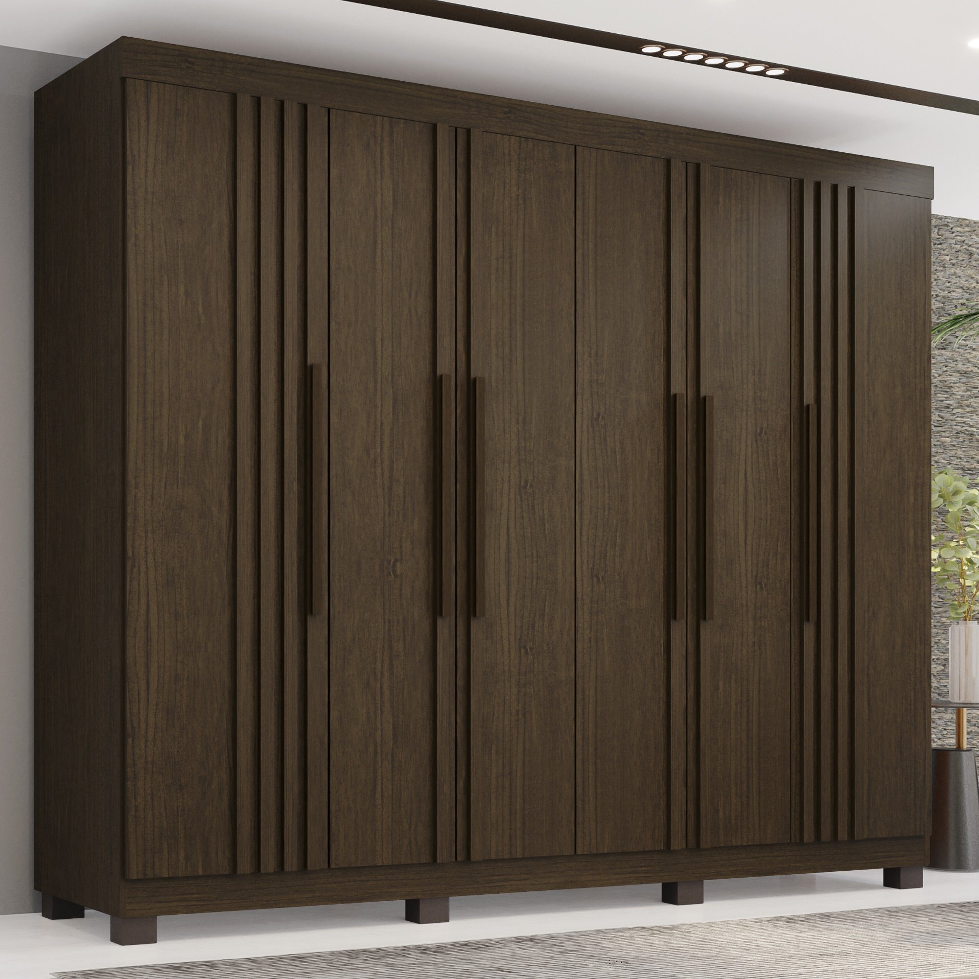 Guarda Roupa Mdf 6 Portas 4 Gavetas 8 Pés Cacau | MadeiraMadeira