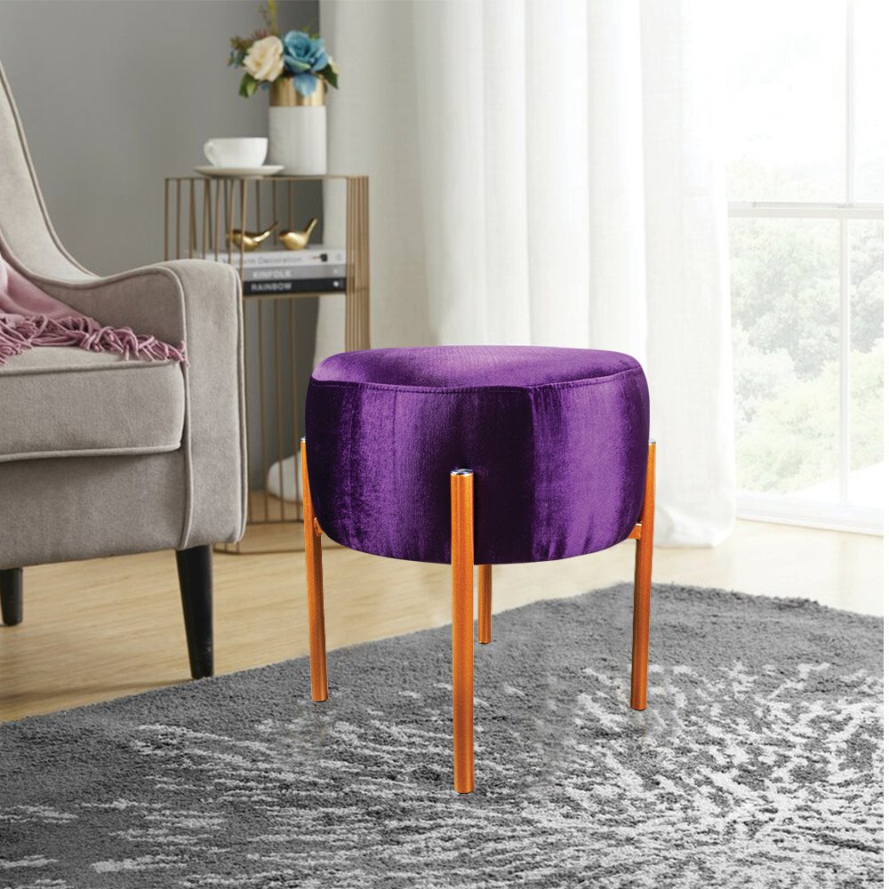 Puff Iron Acetinado Roxo Base Metálica Cobre - D'Rossi | MadeiraMadeira
