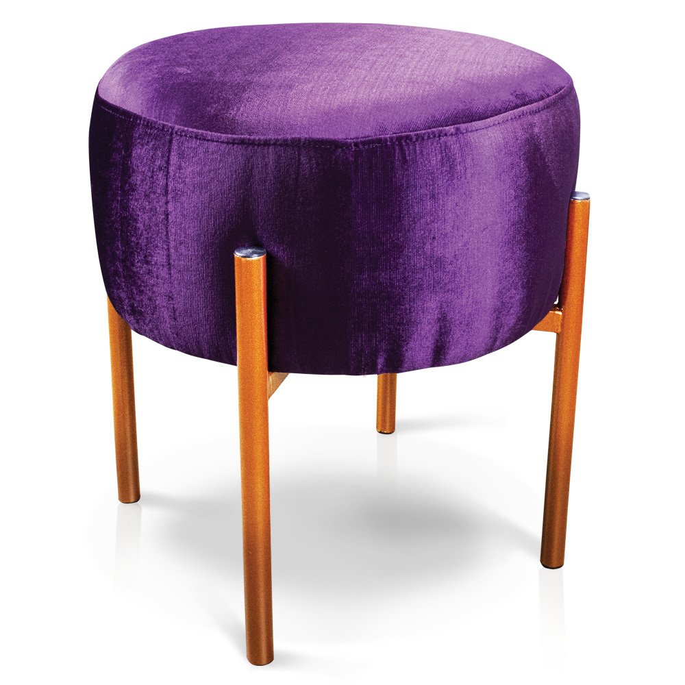 Puff Iron Acetinado Roxo Base Metálica Cobre - D'Rossi | MadeiraMadeira