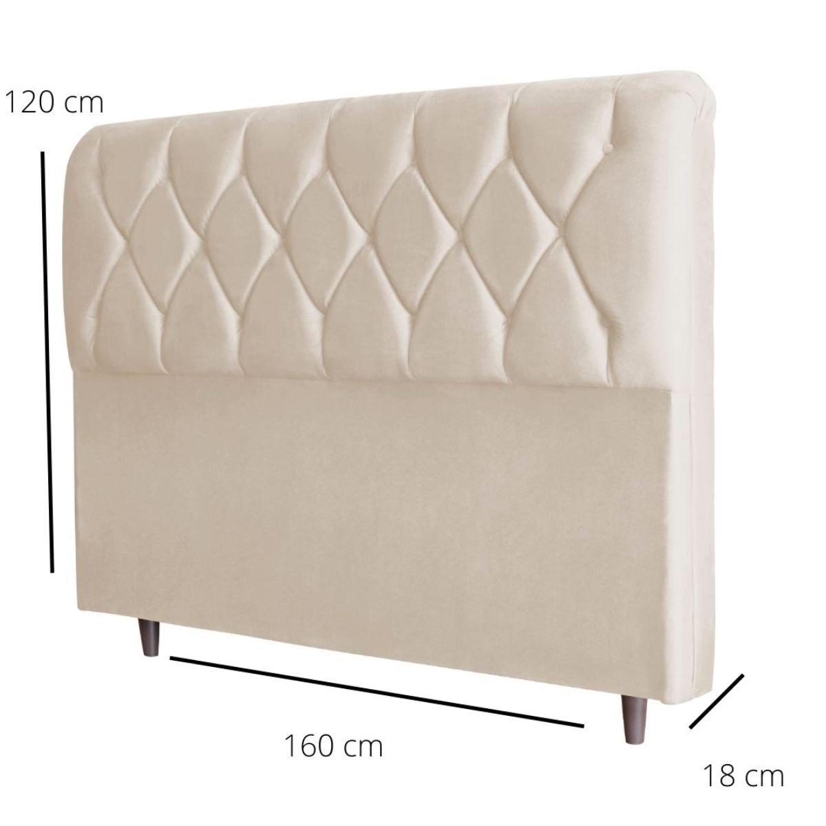 Cabeceira Estofada Cama Box Queen 160 cm Diana Suede Bege | MadeiraMadeira
