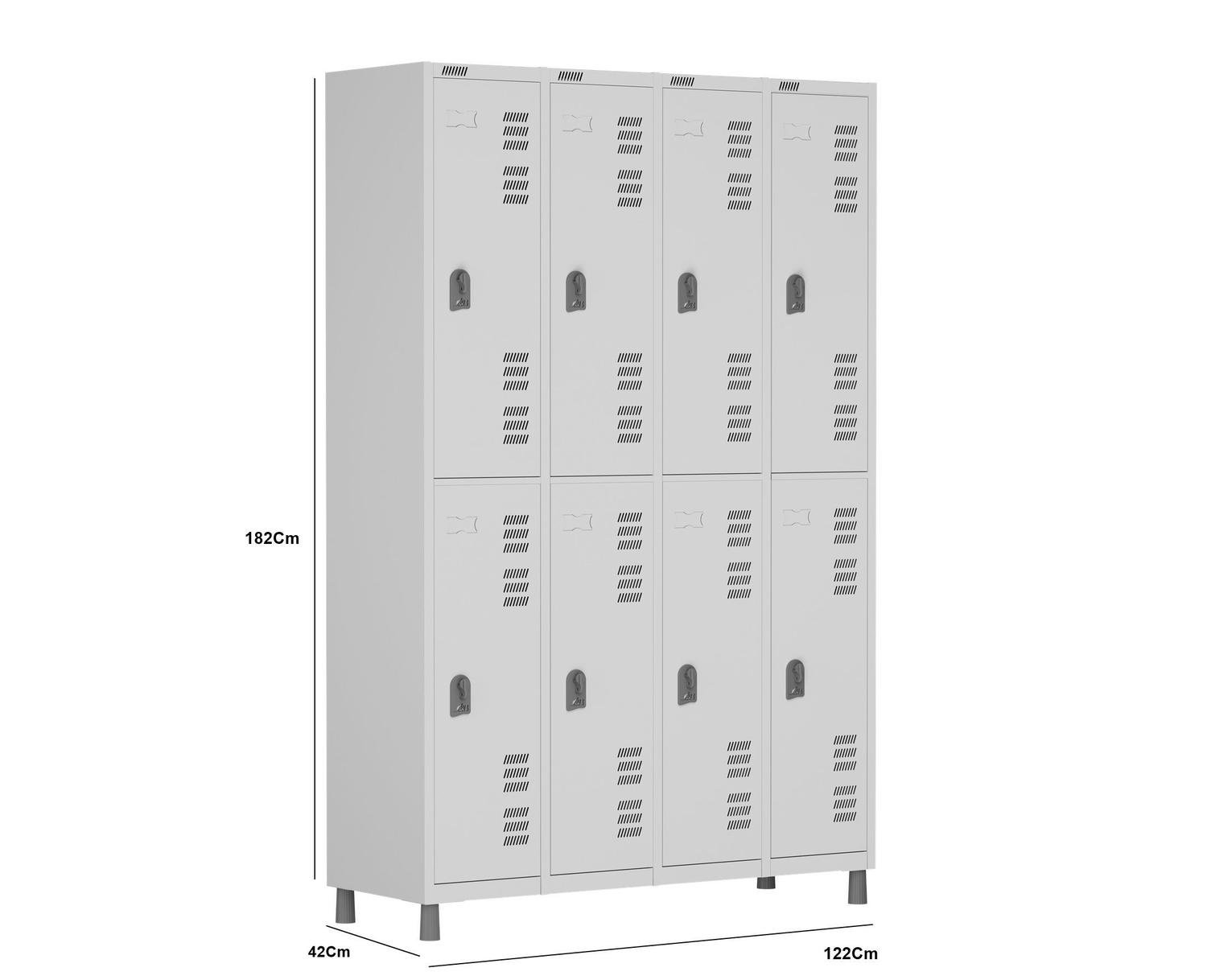 Locker Guarda Volume de Aço 8 Portas Grandes W3 Cinza - 10002 ...