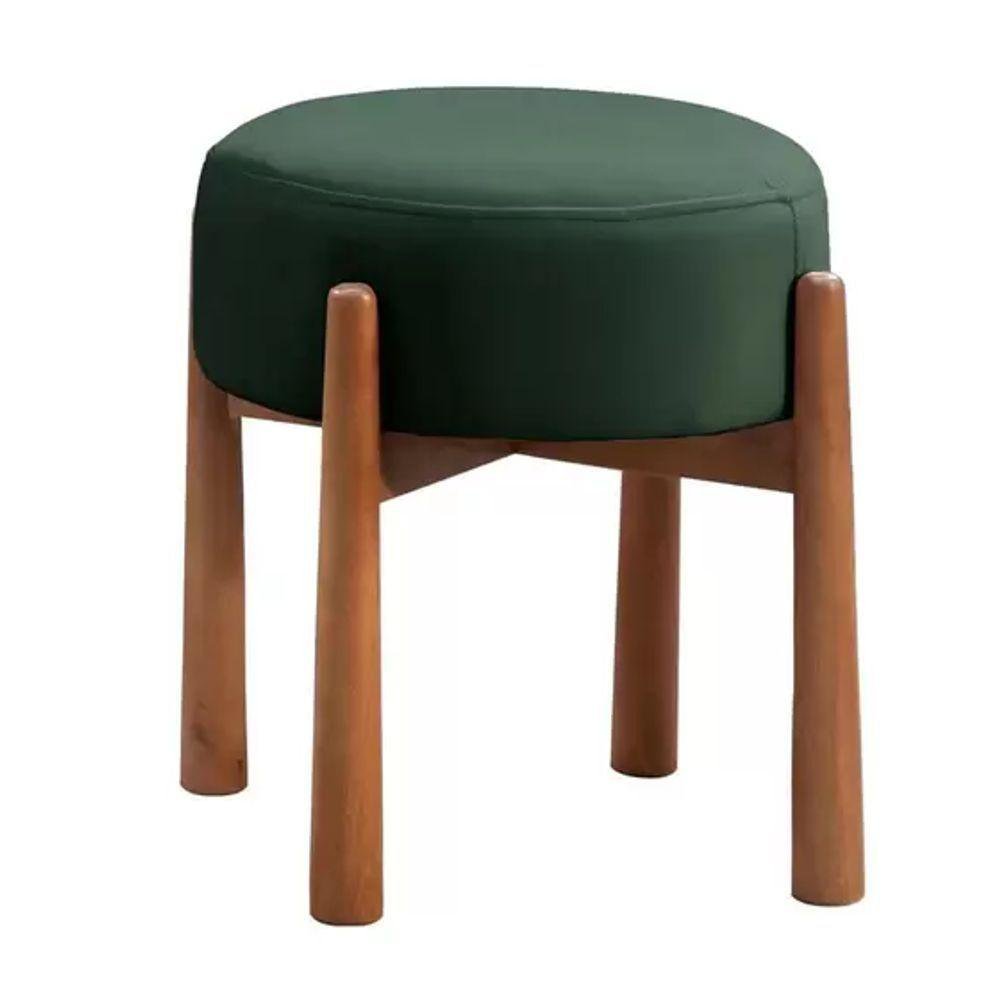 Puff Redondo Base Madeira Maciça Verde | MadeiraMadeira