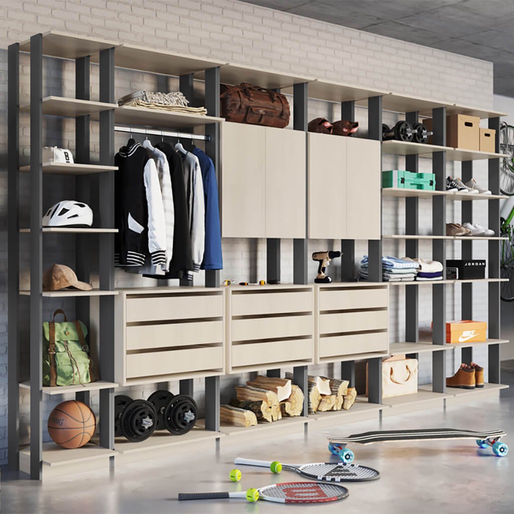 Closet Modulado 04 Portas e 09 Gavetas Nature com Grafite Lilies Móveis ...