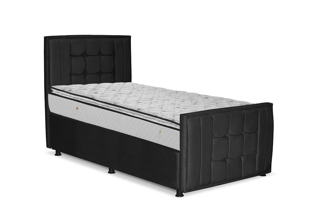 Cama com Cabeceira Solteiro Estofada Uvaia 100cm Suede:preto ...