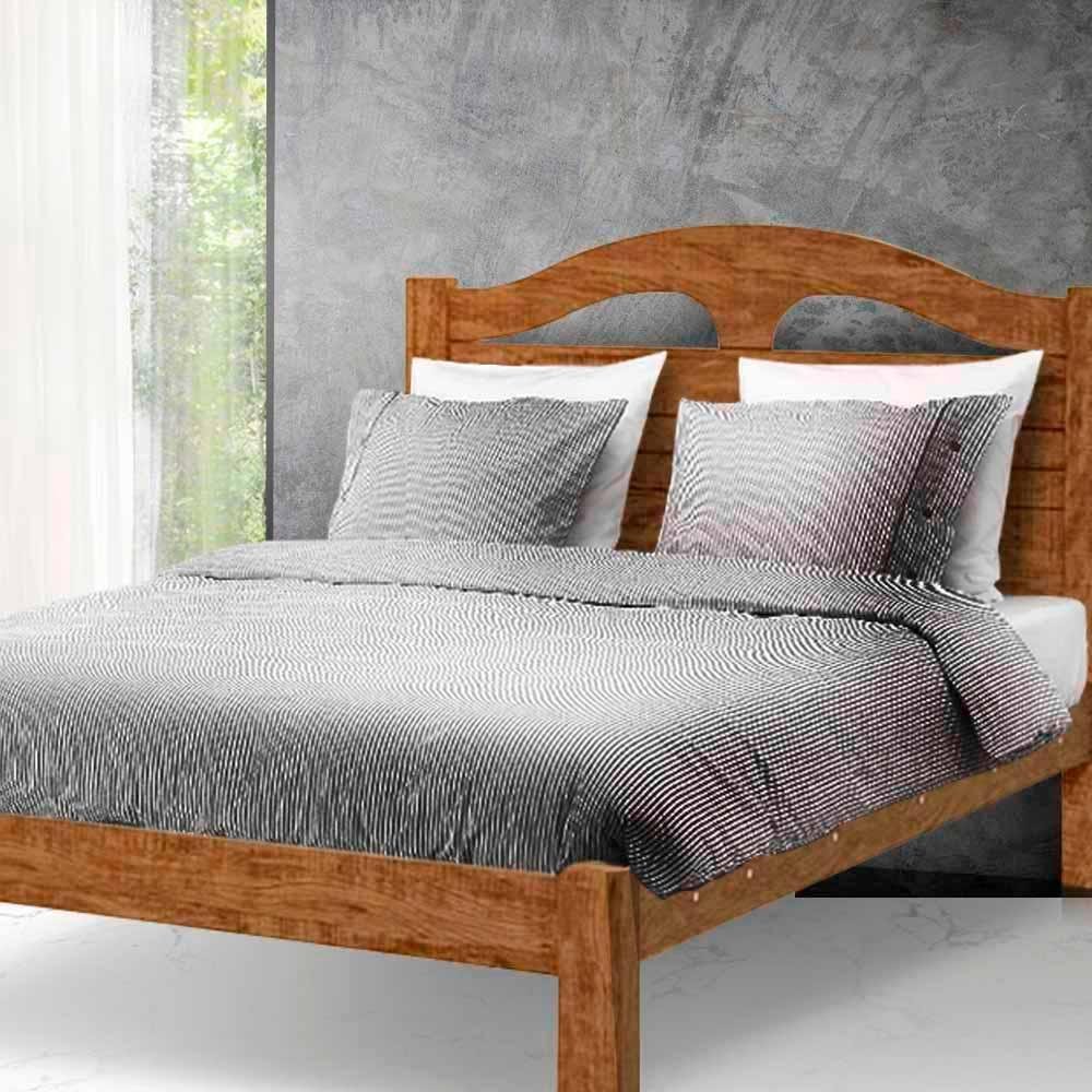 Cama De Casal De Madeira Melissa Fénix Castanho Com Colchão Casal ...