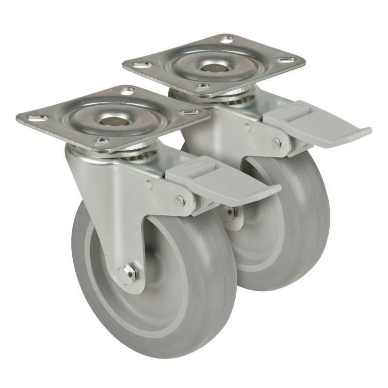 Kit Rodízio CI125 PU com Trava | MadeiraMadeira