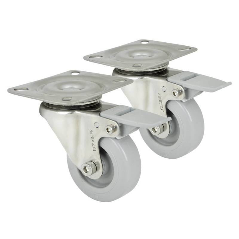 Kit Rodízio Industrial CI75 PU com Trava Aço Inox | MadeiraMadeira