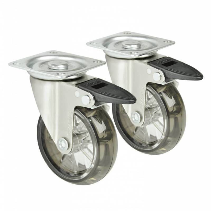 Kit Rodízio CA75 PU Fumê com Trava | MadeiraMadeira