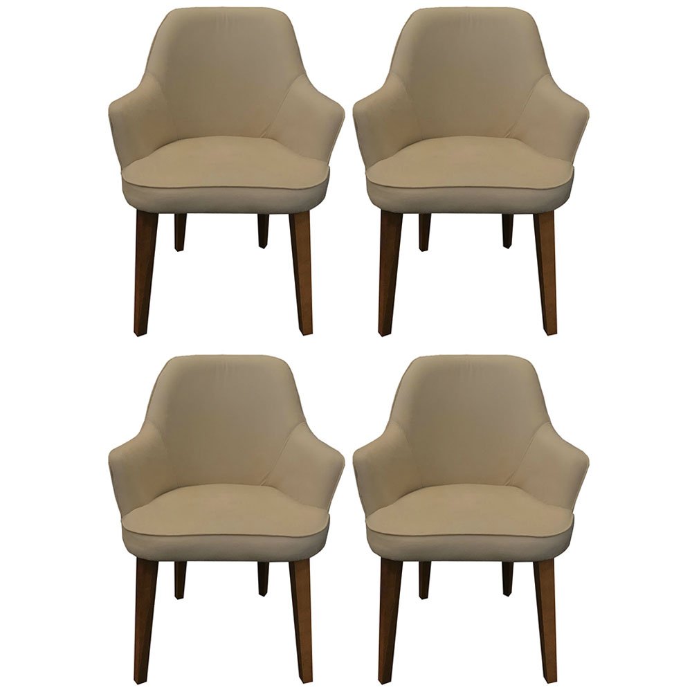 Kit 4 Cadeiras Decorativa Lara Suede Bege Rosado - Dominic Decor ...
