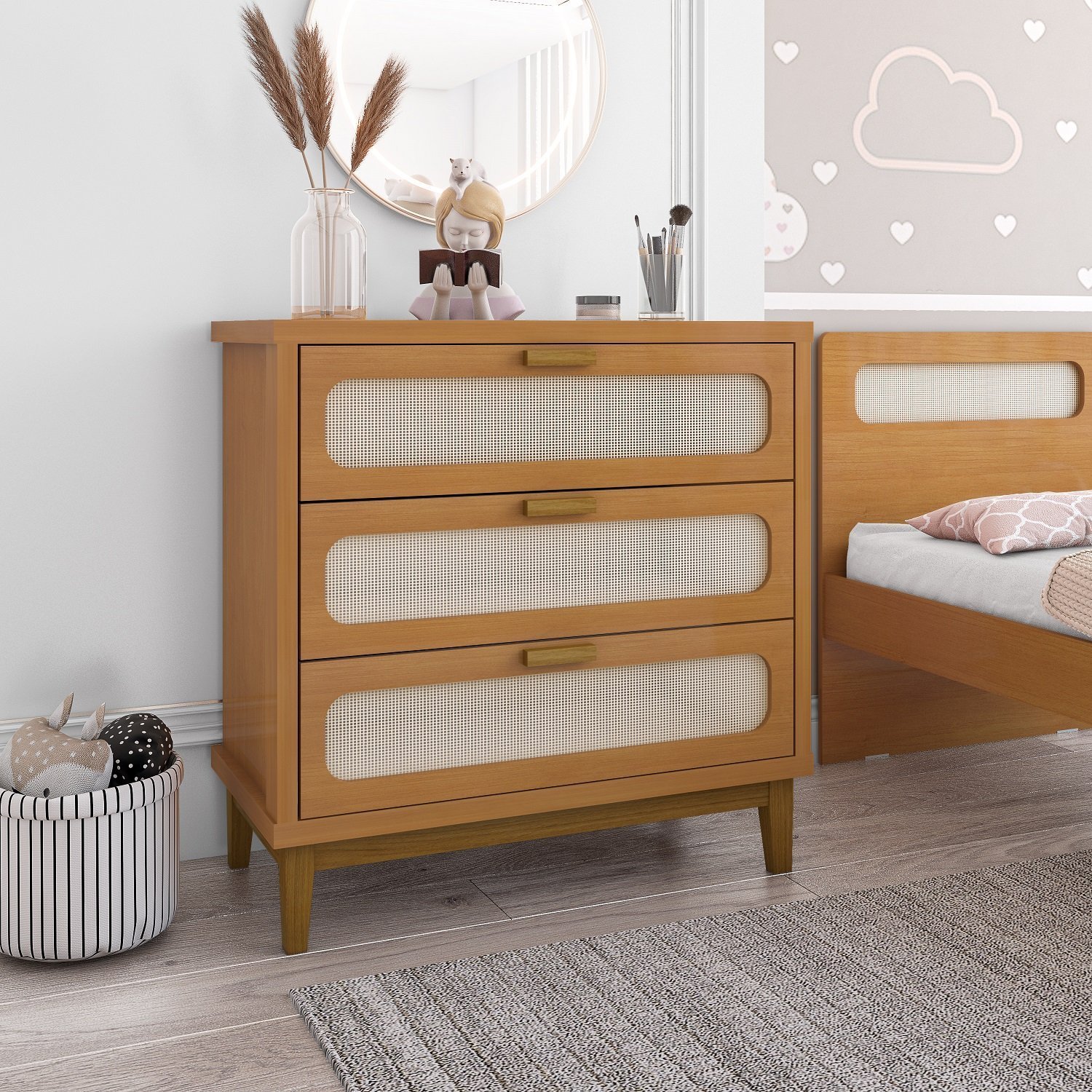 comoda nature infantil com pes e puxador de madeira | MadeiraMadeira